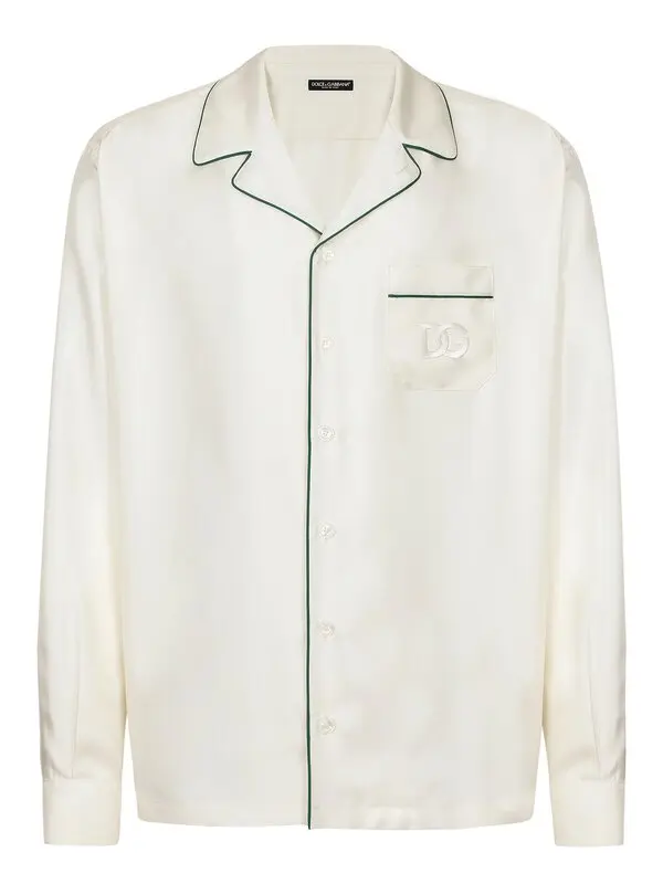 Dolce & Gabbana Silk Twill Shirt With Dg Embroidery - White