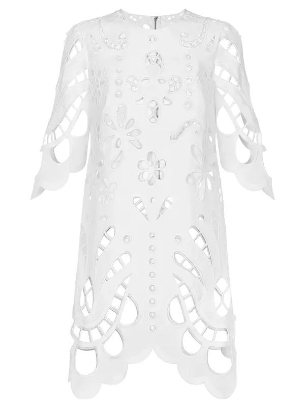Dolce & Gabbana Cotton Poplin Midi Dress With Cut-out Detailing - White