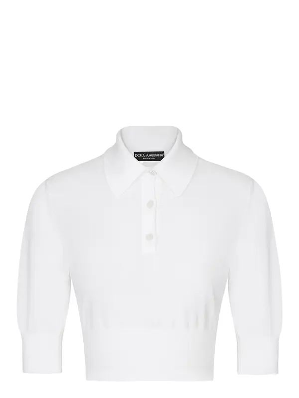 Dolce & Gabbana Cotton And Silk Cropped Polo-shirt - White
