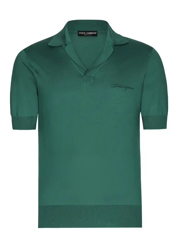 Dolce & Gabbana Silk Polo-shirt With Embroidery - Green