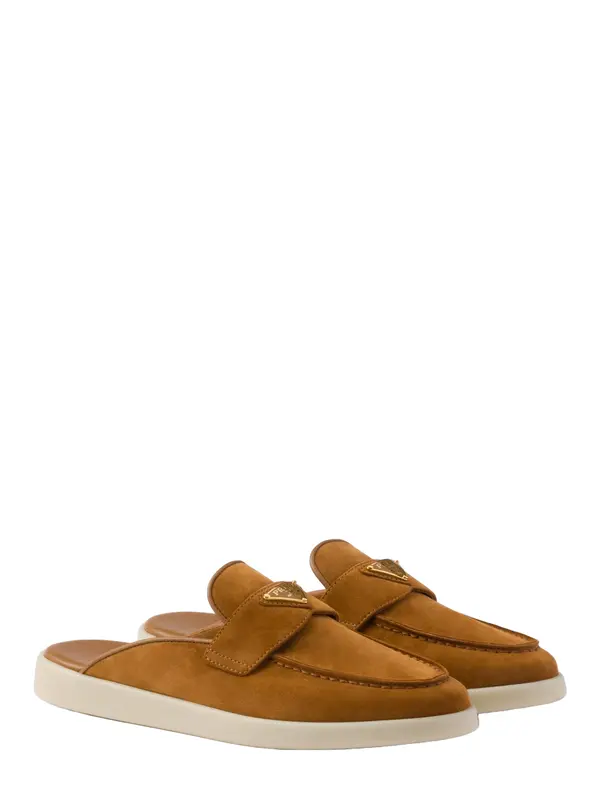 Prada Suede Mules - Cognac