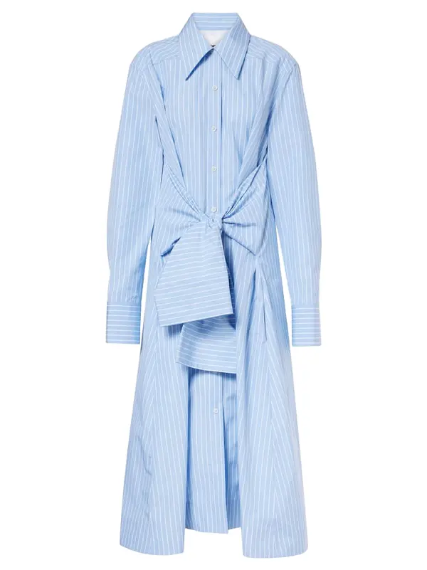 JIL SANDER Pinstripe Cotton Shirt Dress - Blue