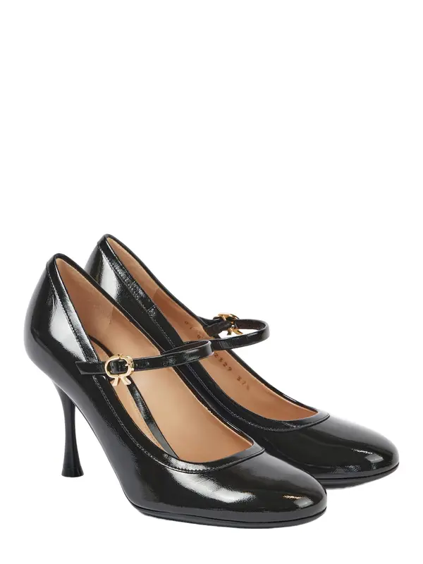 GIANVITO ROSSI Carla 85 Patent Leather Mary Jane Pumps - Black