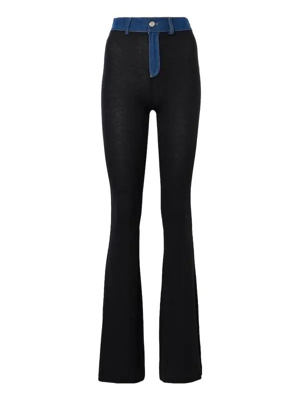 Coperni Denim-trimmed Flared Trousers - Black
