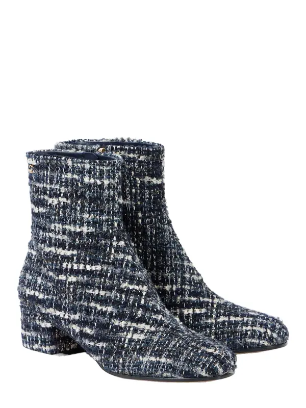GIANVITO ROSSI 45 Bouclé Ankle Boots - Blue