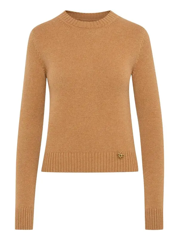 Oscar De La Renta O Flower Cashmere Pullover - Brown