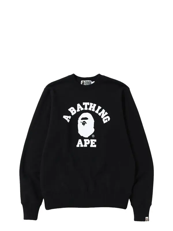 A BATHING APE College Crewneck Sweatshirt - Black