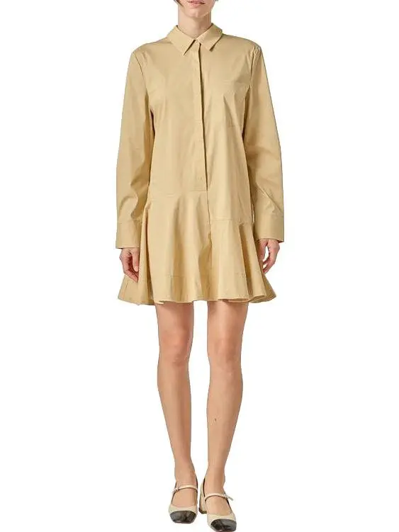 English Factory Long Sleeve Shirtdress - Beige