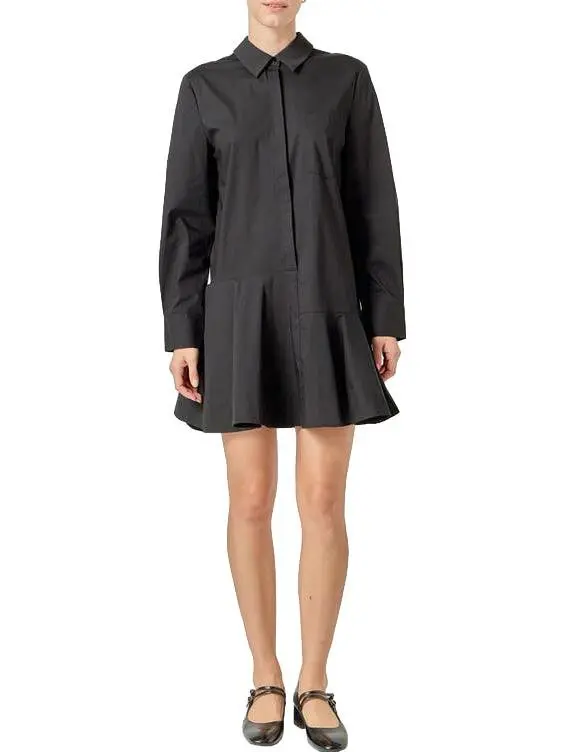 English Factory Long Sleeve Shirtdress - Black