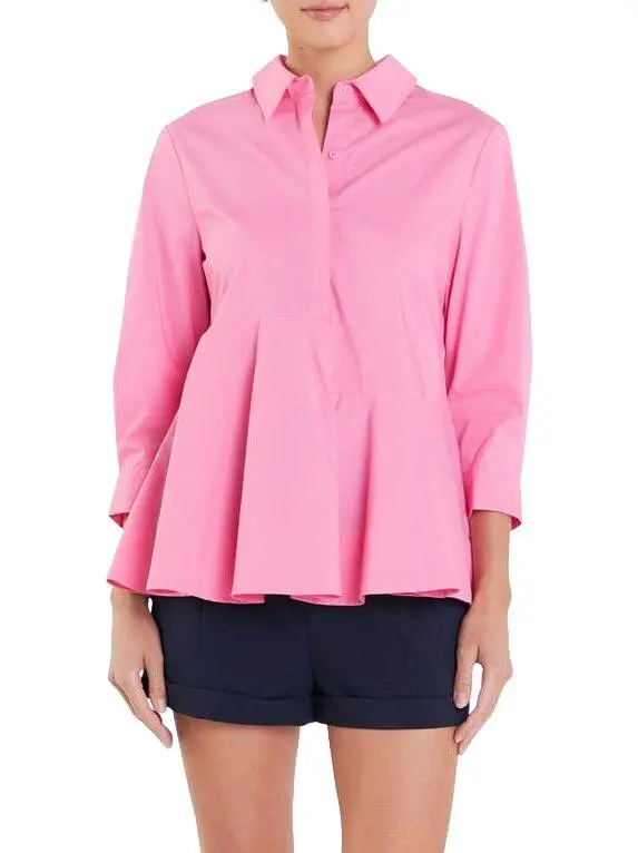 English Factory Peplum Shirt - Pink