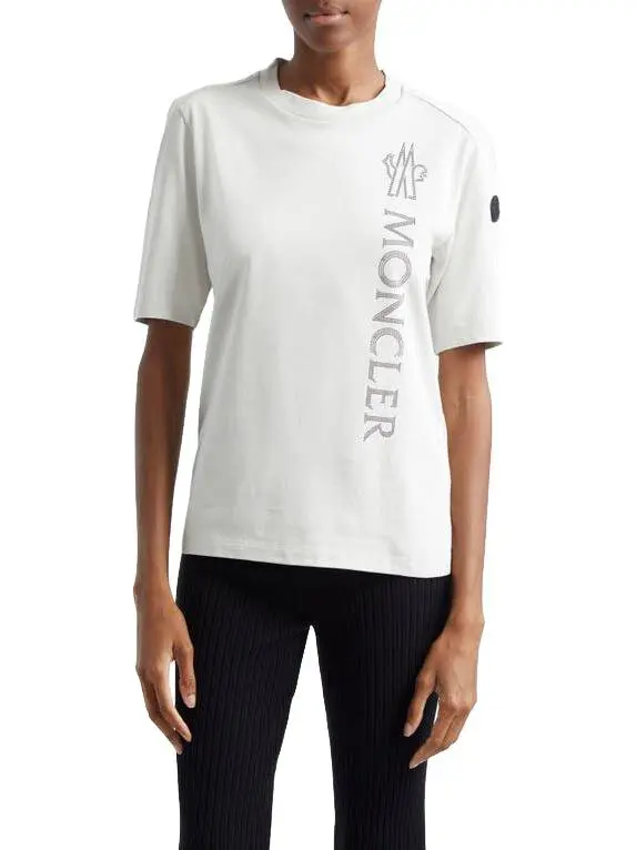 Moncler Logo Patch Cotton Graphic T-shirt - Etherea