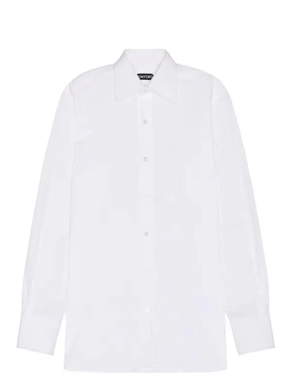TOM FORD Poplin Classic Fit Shirt In White - Optical White