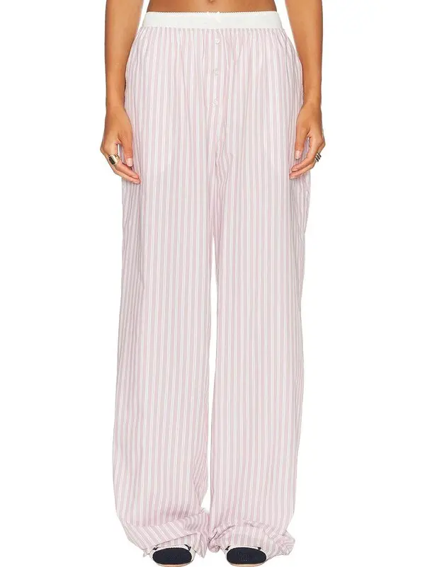 HELSA Wide Stripe Poplin House Pants - Mauve Stripe