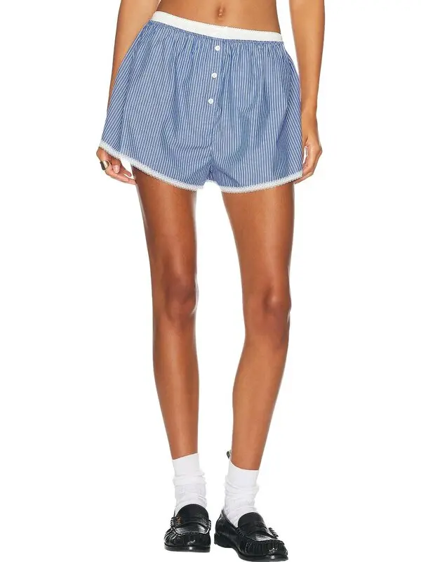 HELSA Pinstripe Poplin House Short - Blue Pinstripe