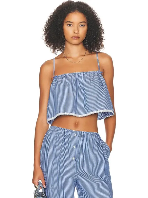 HELSA Pinstripe Poplin Camisole - Blue Pinstripe