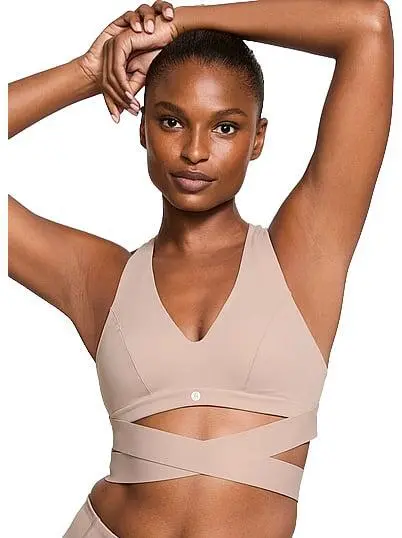 Victoria's Secret Vsx Elevate™ Plunge Wrap Sports Bra - Beige