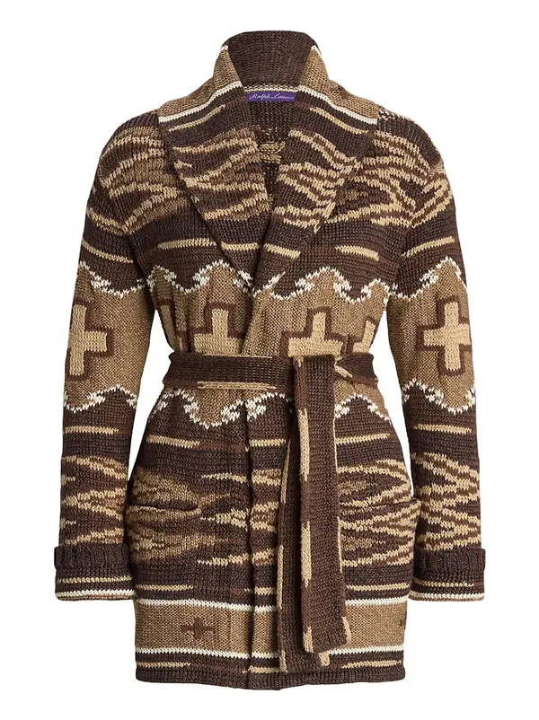 Ralph Lauren Shawl Knit Self-tie Cardigan - Tan