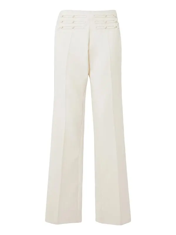 Stella McCartney Embroidered Button-embellished Grain De Poudre Wool Bootcut Trousers - Ivory