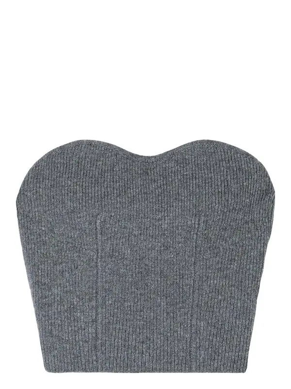 Stella McCartney Strapless Ribbed Wool-blend Bustier Top - Gray