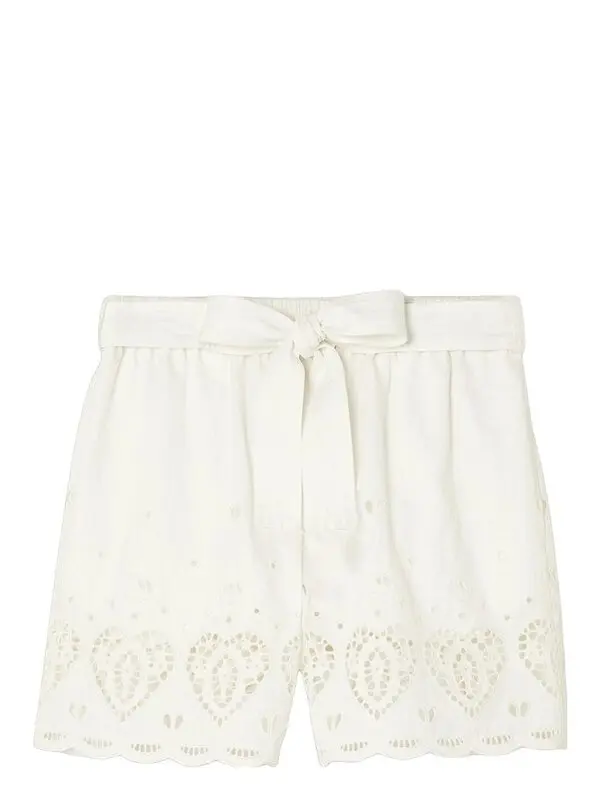 Stella McCartney Belted Broderie Anglaise Woven Shorts - White
