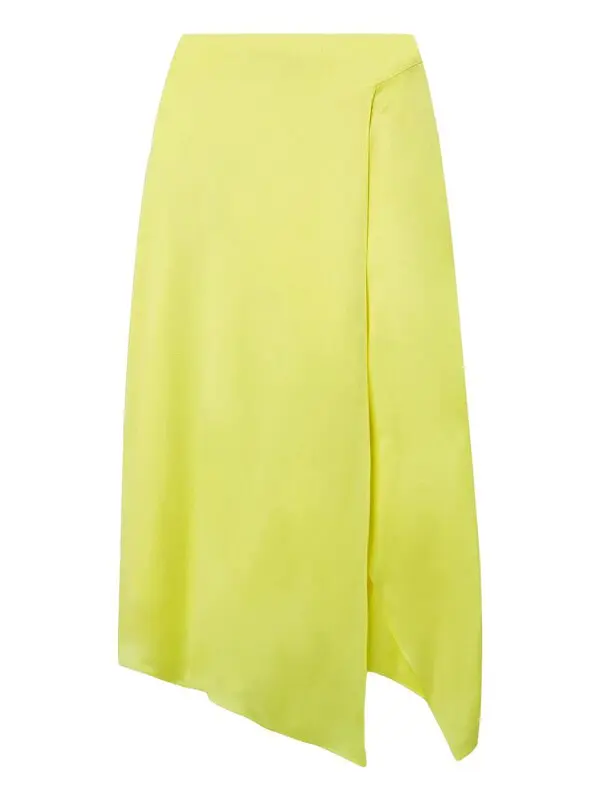 Stella McCartney Asymmetric Wrap-effect Satin Midi Skirt - Yellow