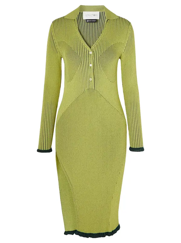 AZ FACTORY Ester Manas Ribbed-knit Dress - Lime Green
