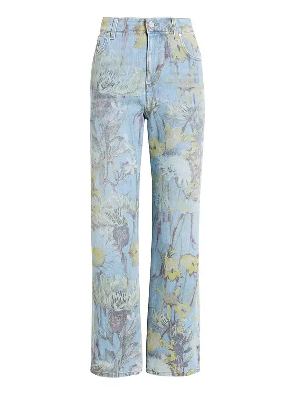 Stella McCartney Floral-print High-rise Straight-leg Jeans - Light Denim