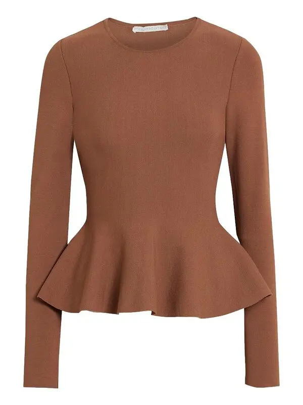 Stella McCartney Stretch-knit Peplum Top - Brown