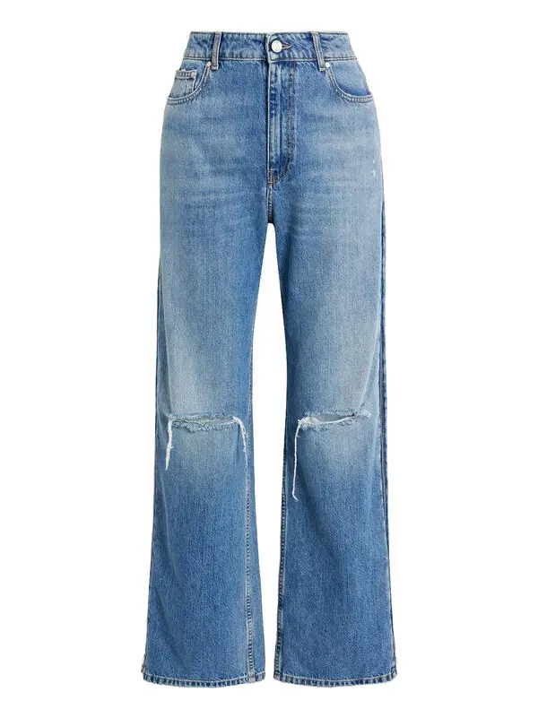 Stella McCartney High-rise Wide-leg Distressed Jeans - Mid Denim