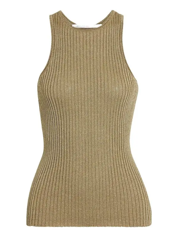 Stella McCartney Metallic Ribbed-knit Tank - Gold