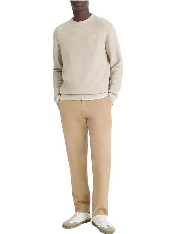 Vince Geo-jacquard Wool-blend Crew Neck Sweater - Natural