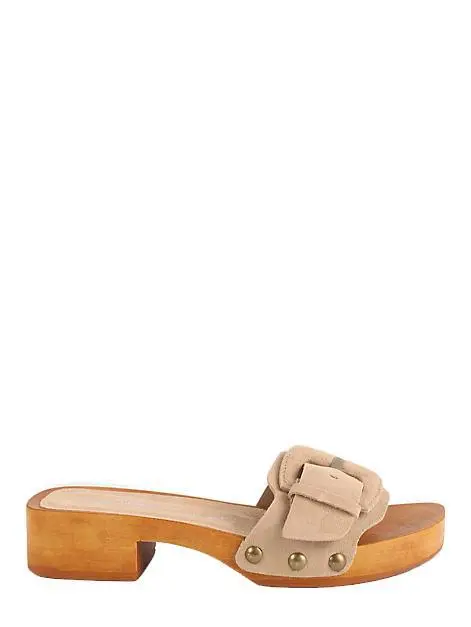Intentionally Blank Mar Mule Sandals With Buckle Detailing - Taupe