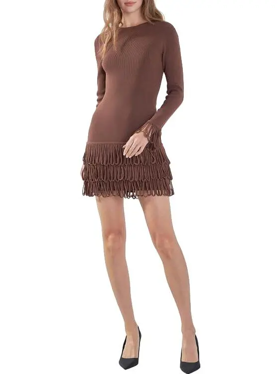 Endless Rose Loop Fringe Mini Dress - Chocolate Brown