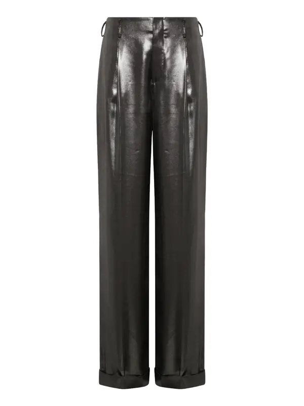 Ralph Lauren Acklie Pleated Wide-leg Trousers - Silver