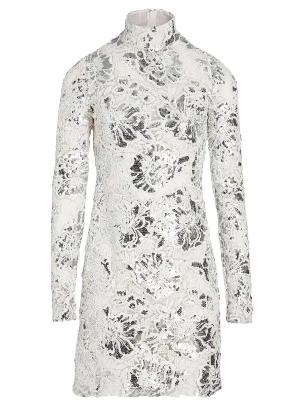 Giambattista Valli Sequin Macramé Mini Dress - White