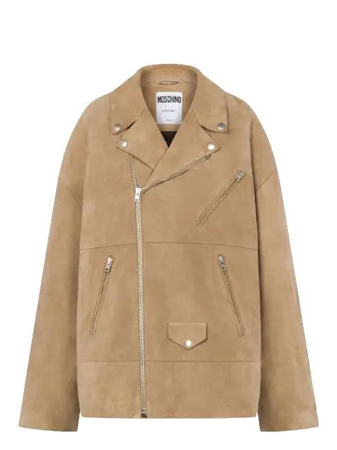 Moschino - Moschino Zip-Up Suede Biker Jacket