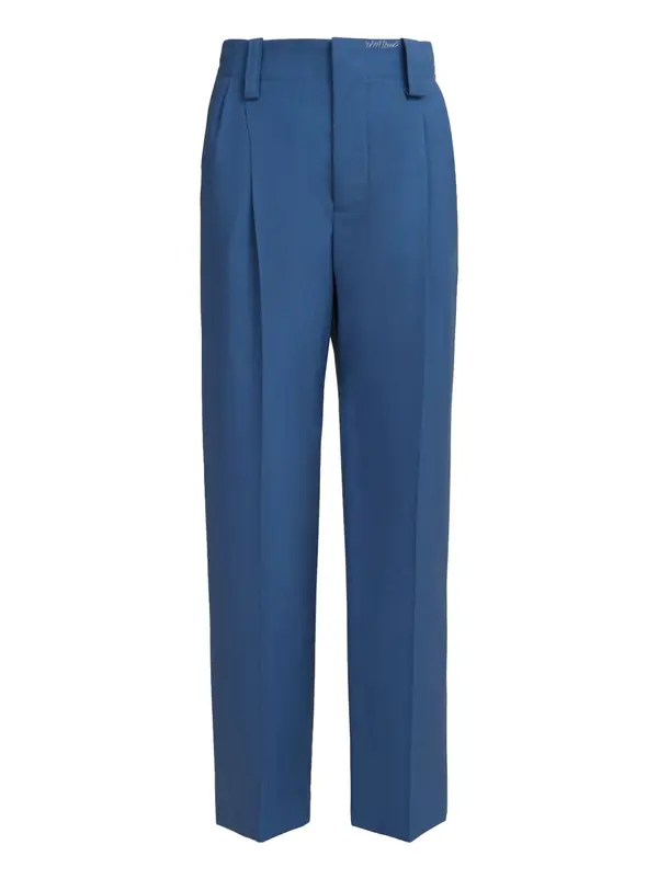 Marni Embroidered Logo Virgin Wool Trousers - Blue