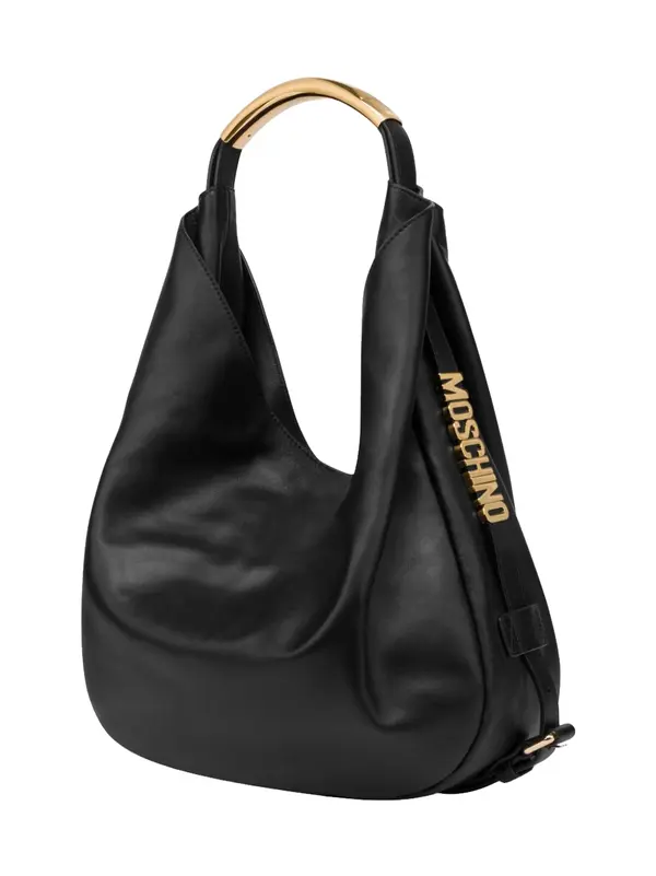 Moschino Handle Me Leather Shoulder Bag - Black