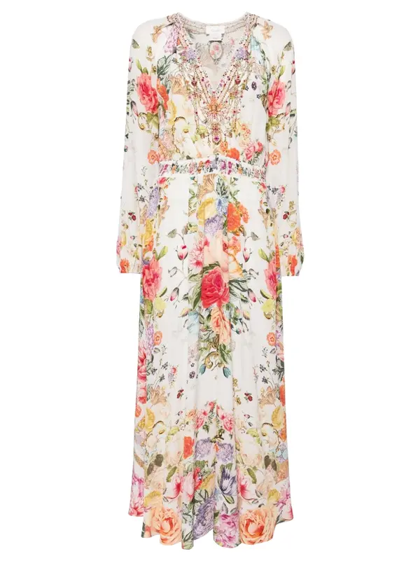 Camilla Raglan Floral-print Maxi Dress - White