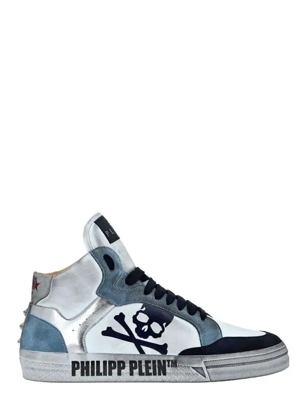Philipp Plein High-top Sneakers With Skull Motif - Blue