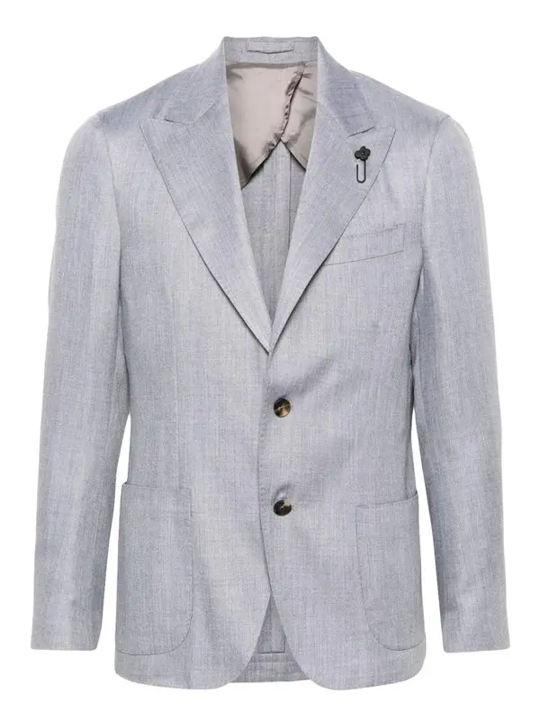 LARDINI Brooch-detail Blazer - Grey