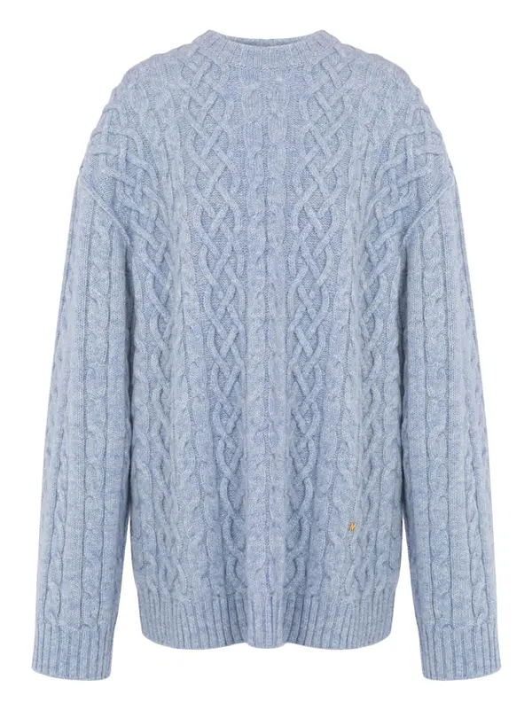 Moschino Cable Knit Virgin Wool Jumper - Blue