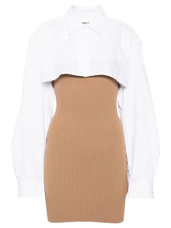 Alexander Wang Ribbed-knit Layered Mini Dress - White