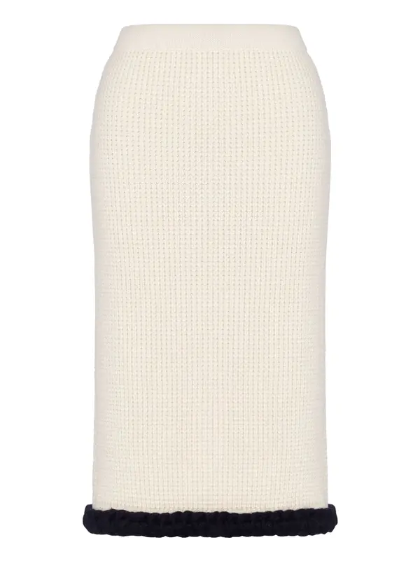 Moschino Waffle Knit Virgin Wool Skirt - White