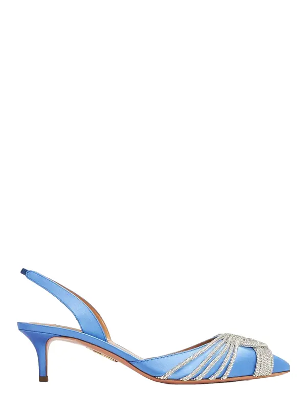 AQUAZZURA 50mm Gatsby Slingback Pumps - Blue