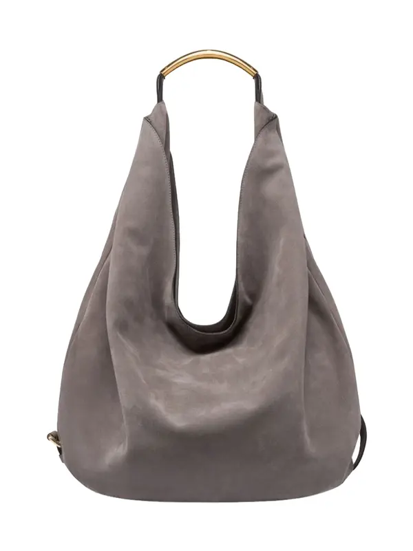 Moschino Handle Me Leather Shoulder Bag - Grey