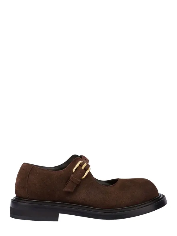 Moschino Buckled Suede Loafers - Brown