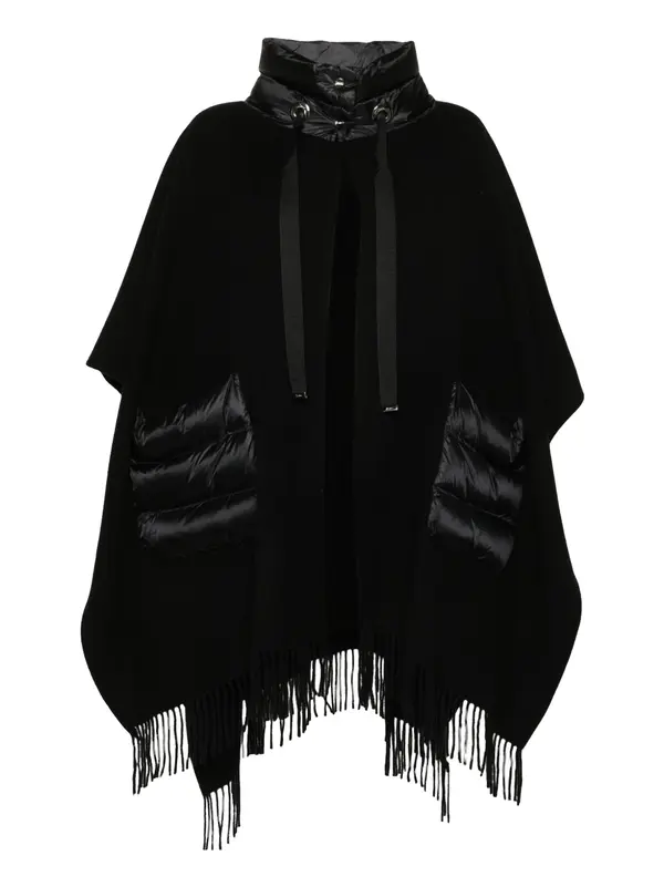 Herno Cape With Fringe Detailing - Black