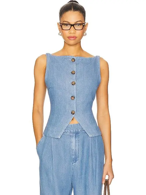 LOVERS AND FRIENDS Agathe Vest Top - Light Denim