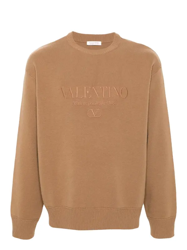 Valentino Garavani Logo-embroidered Sweater - Brown